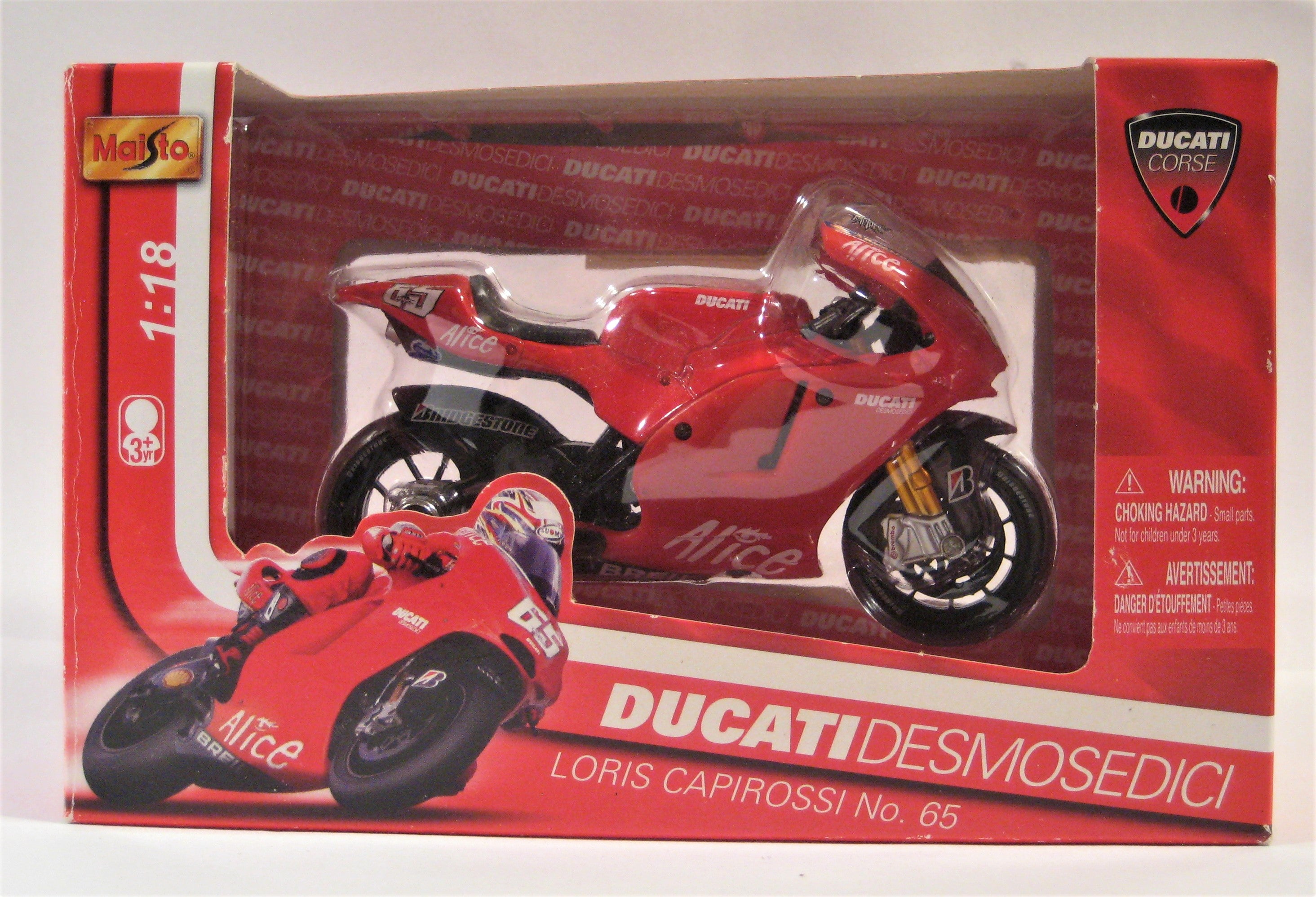 Ducati Desmosedici. Loris Capirossi. Maisto 1:18 – modelmotorcykler.dk